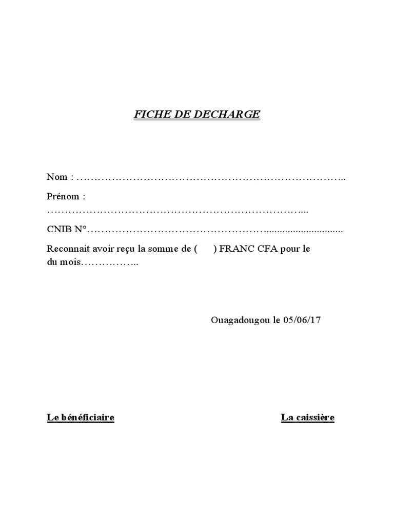 Decharge Fiche | PDF