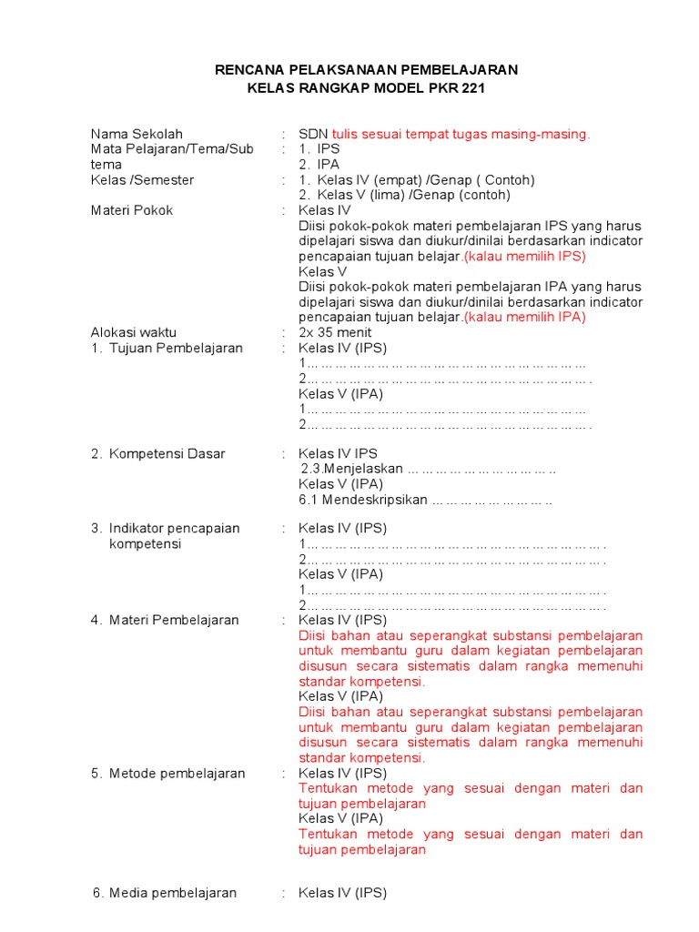 Rancangan Pembelajaran PKR 221 | PDF
