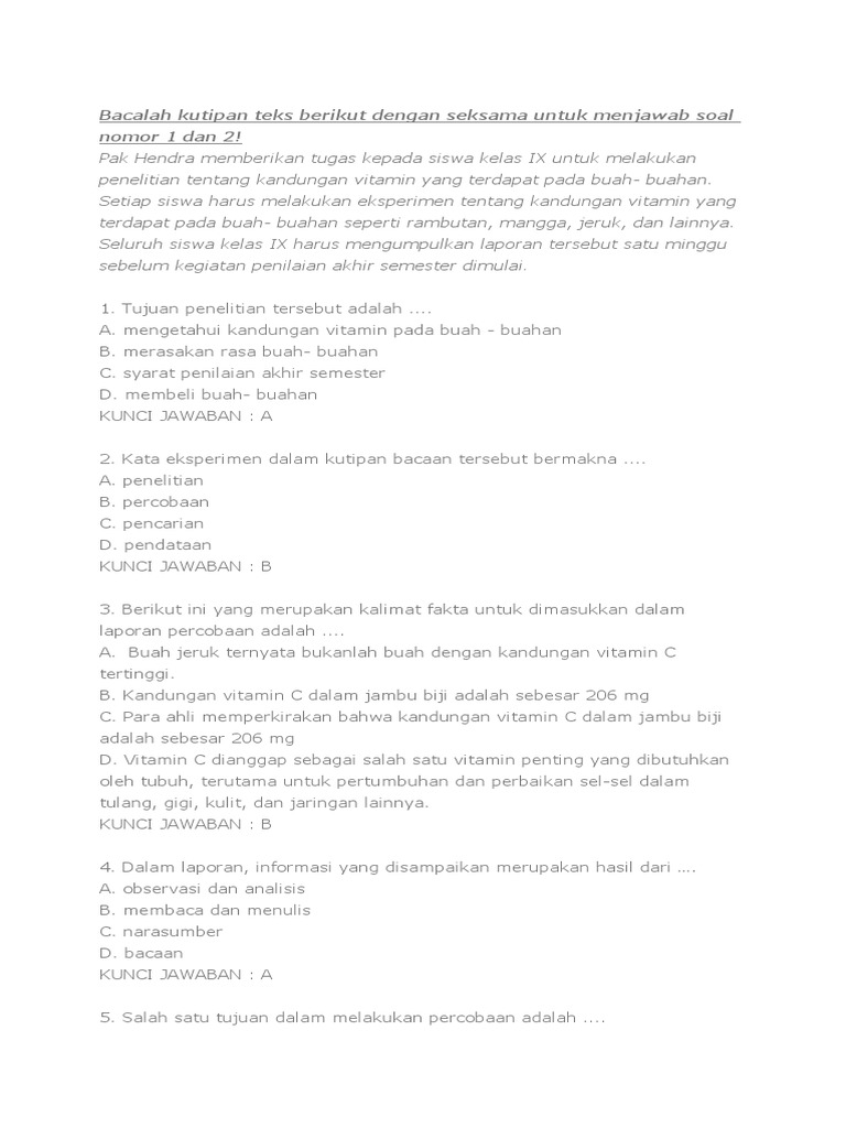 Bacalah Kutipan Teks Berikut Dengan Seksama Untuk Menjawab Soal Nomor 1 Dan 2 | PDF | Seni ...