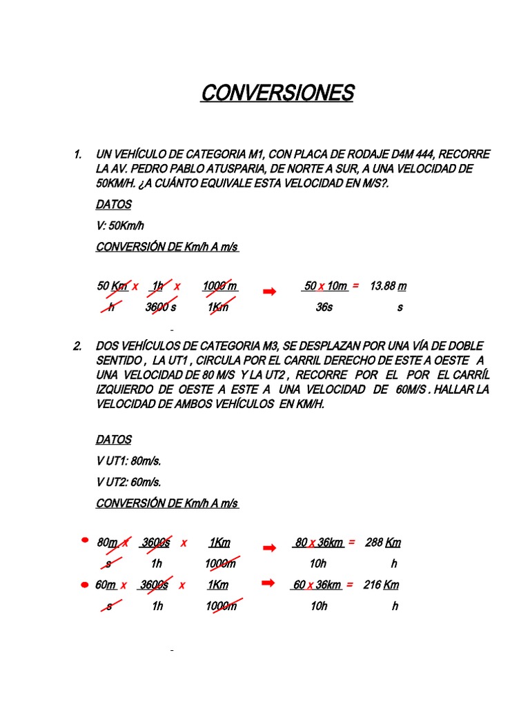 Ejercicios Conversiones | PDF