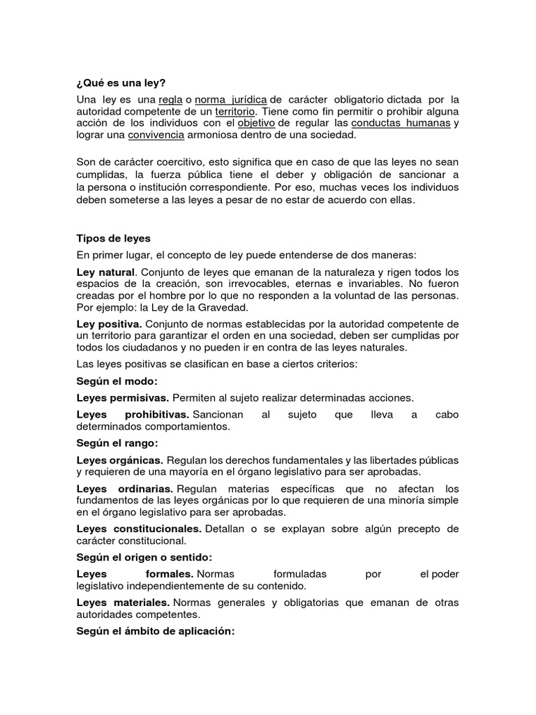 Definición y Tipos de Leyes | PDF | Estatuto | Comportamiento