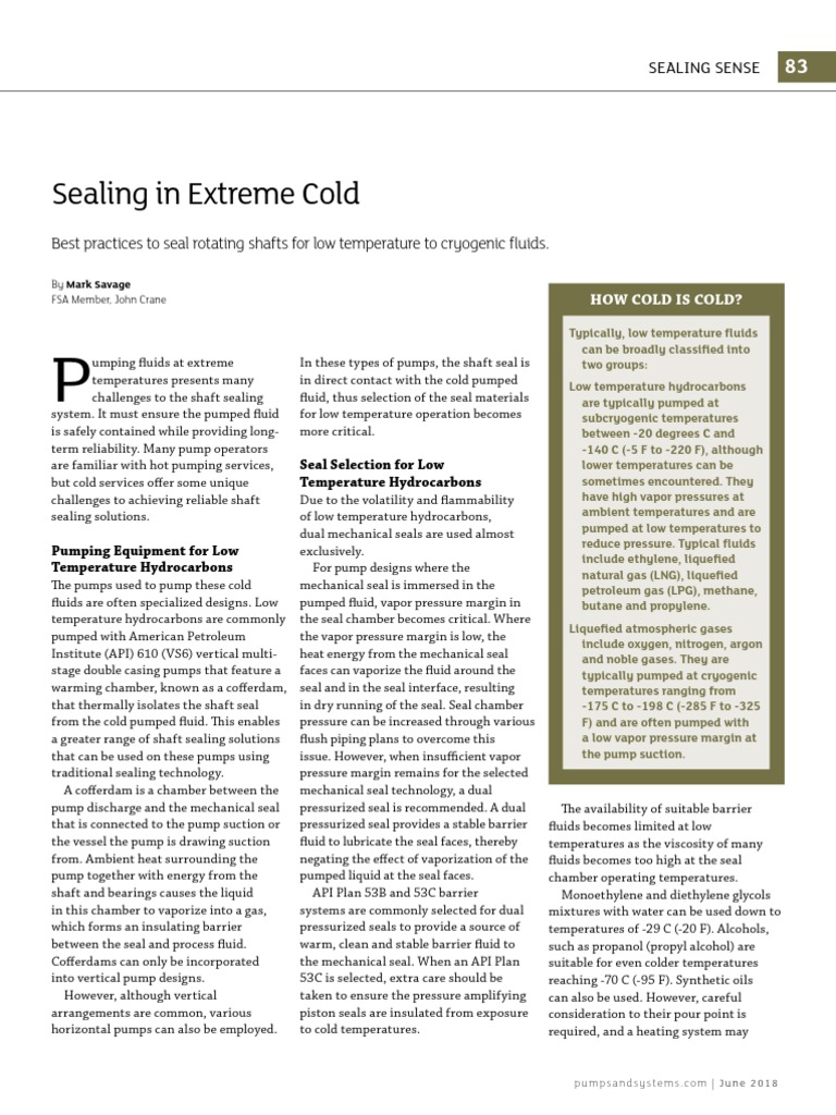 Sealing Solutions for Cold Pumping Systems | PDF | Pump | Cryogenics