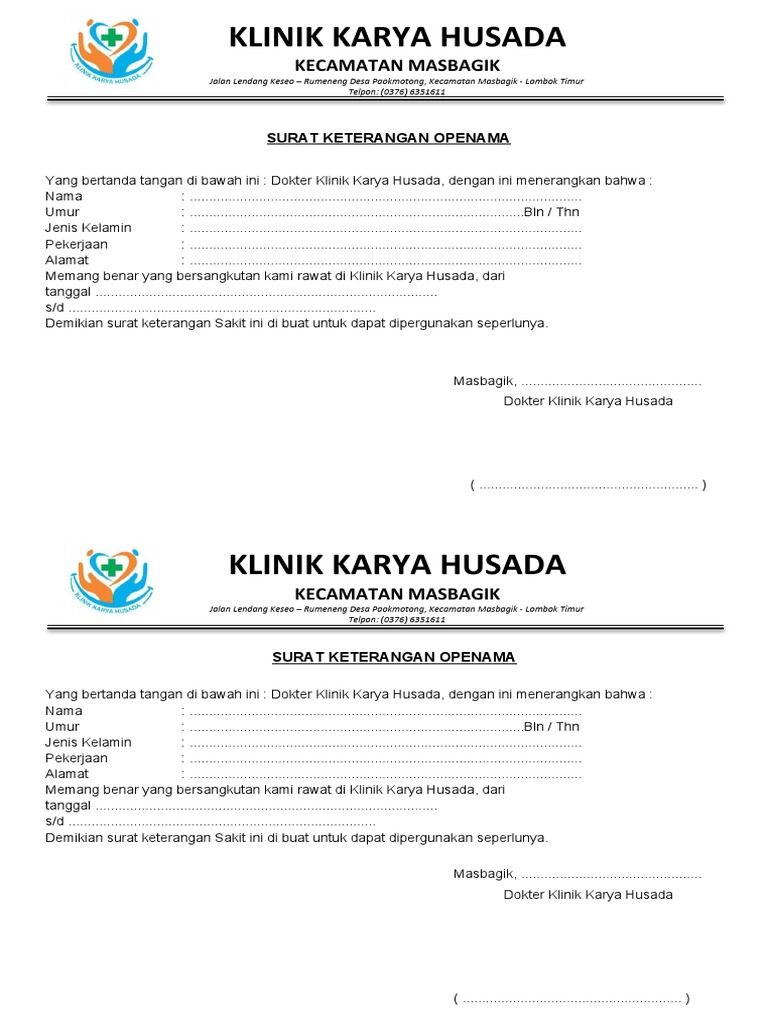 Surat Keterangan Opname | PDF