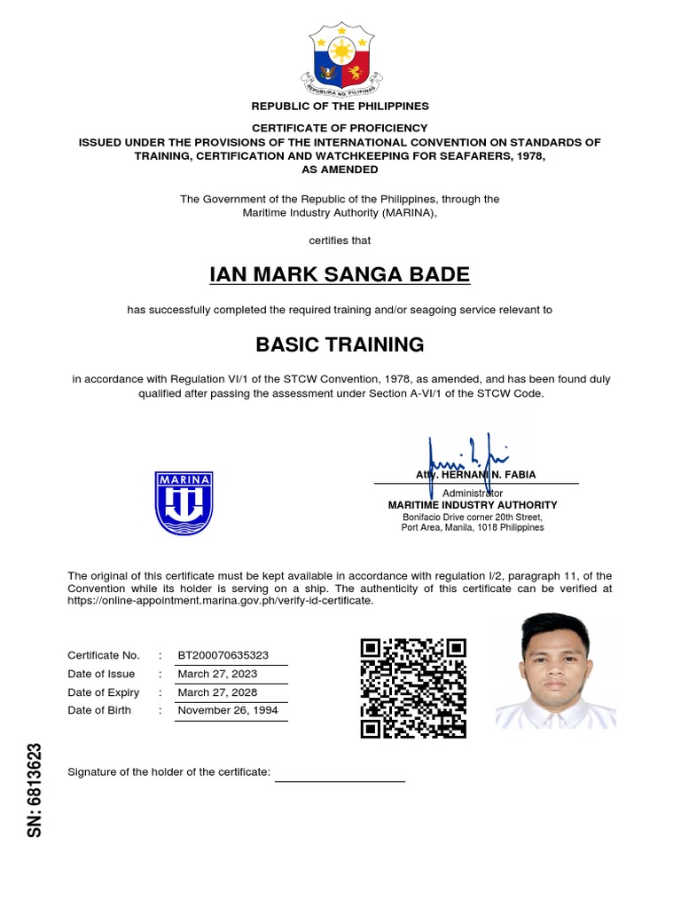 Ian Mark Sanga Bade: Basic Training | PDF