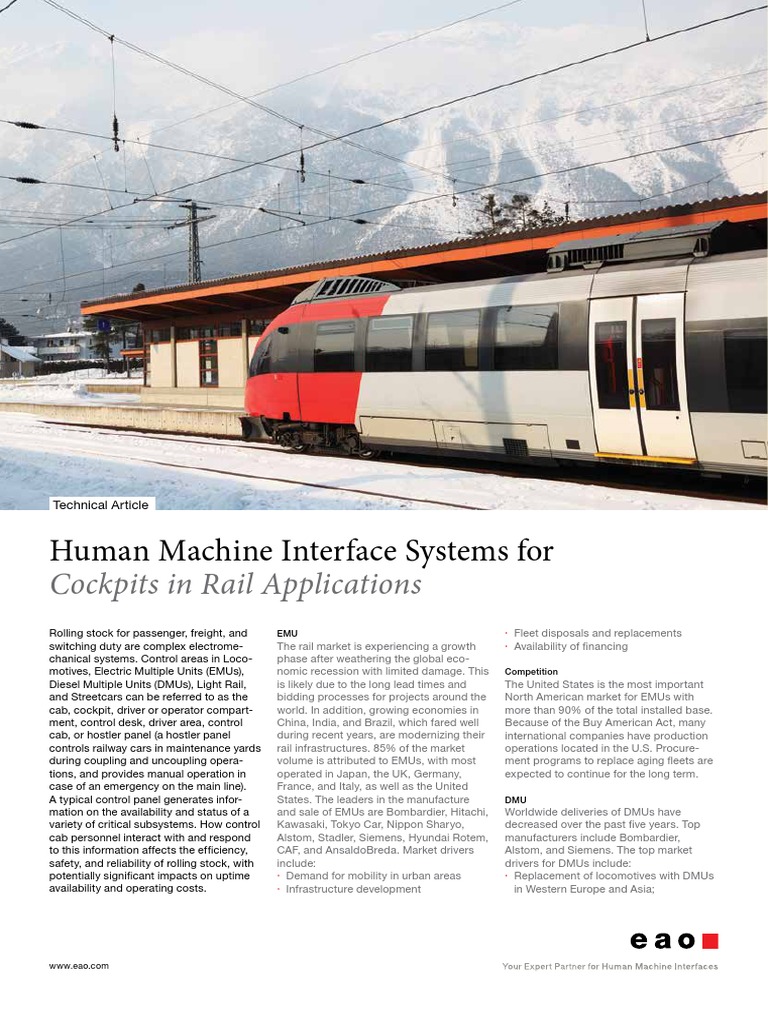 EAO TA HMI-Train-Cockpits-Applications EN | PDF | User Interface | Rail ...