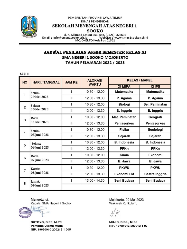 Jadwal PAS KLS XI-2 | PDF