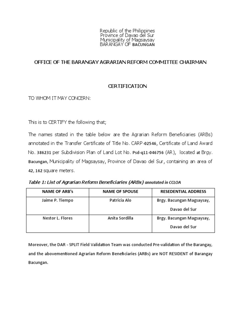 BARC_Bacungan 1 | PDF