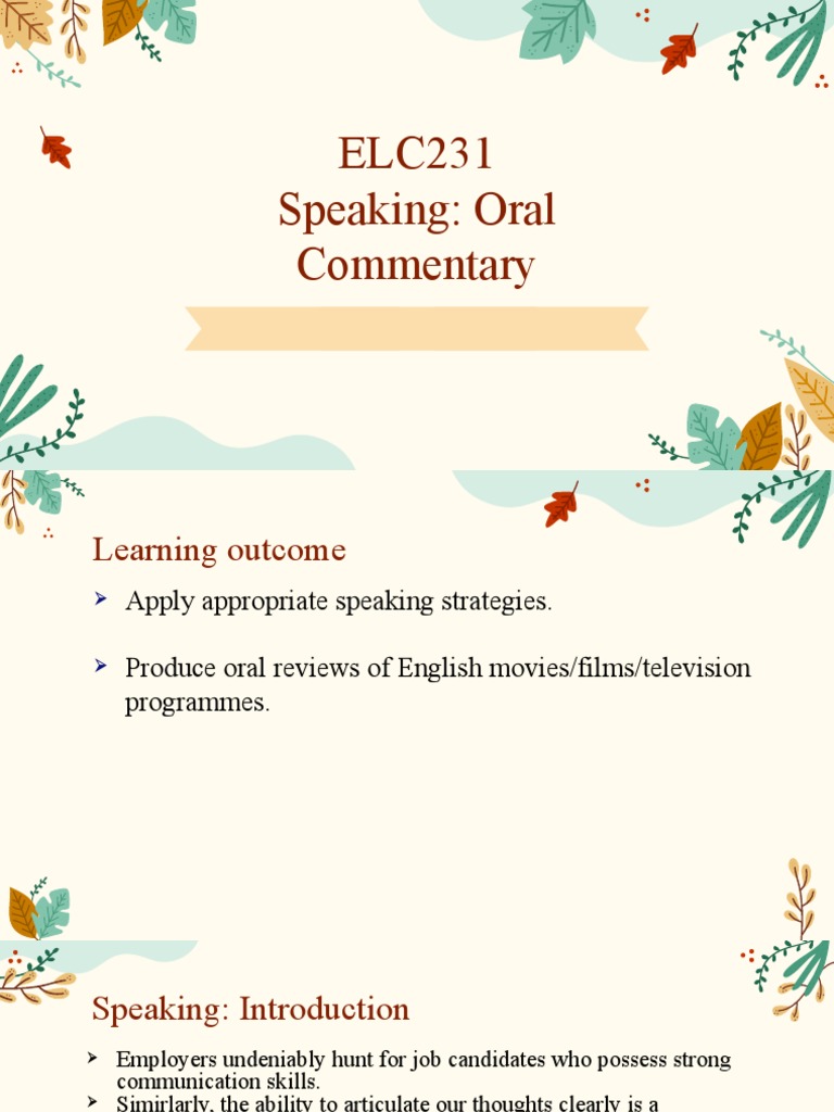 Oral Commentary | PDF | Screenplay | English Language