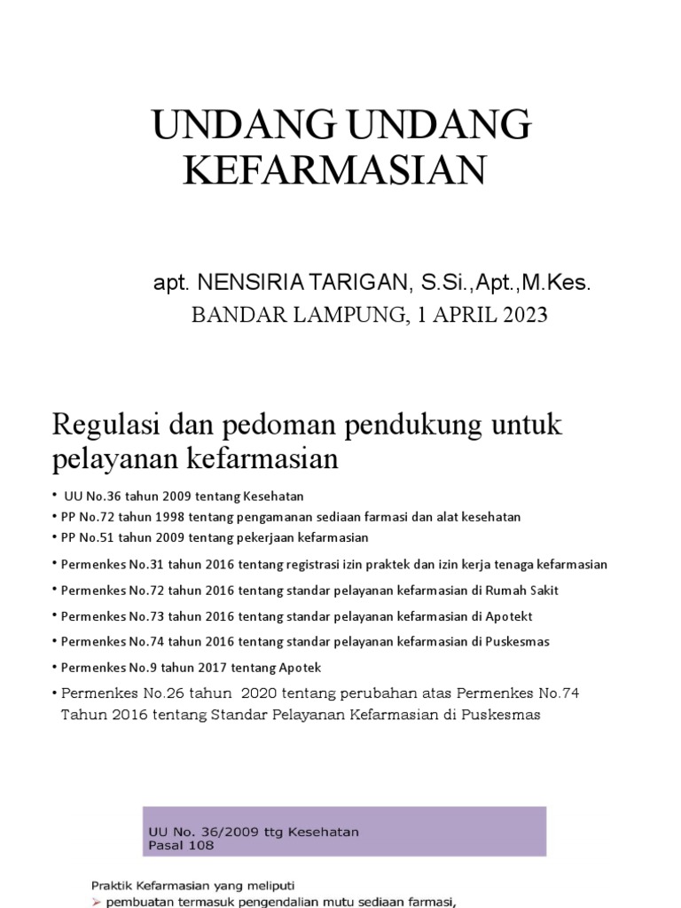 Regulasi Terbaru Kefarmasian 2023 | PDF | Pengembangan Diri | Kesehatan ...