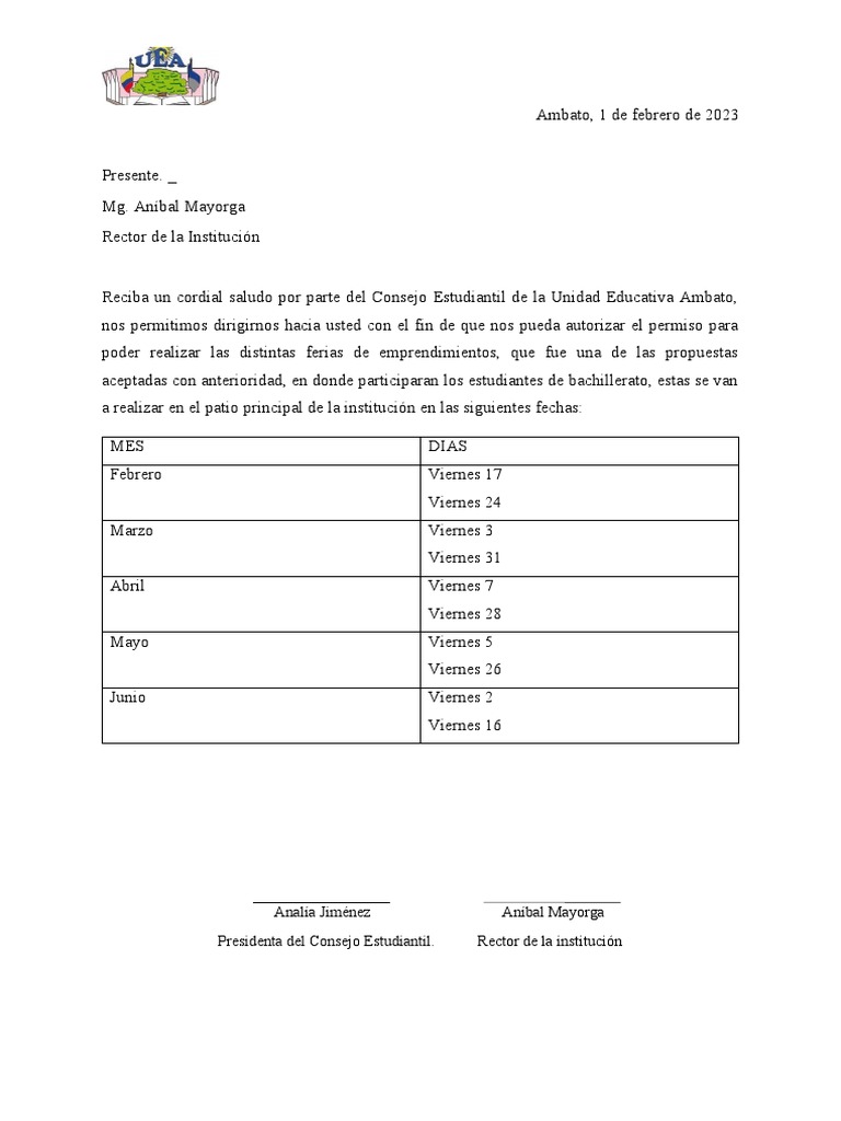 Oficio Feria de Emprendimientos | PDF