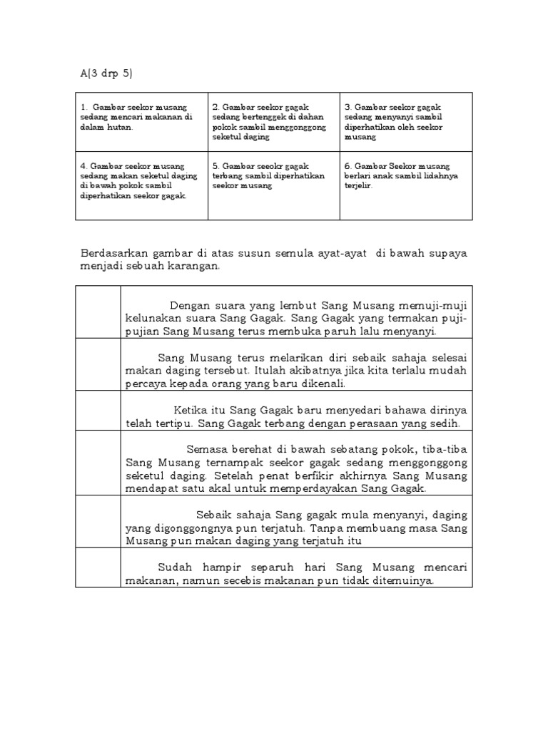 Kisah Musang yang Menipu Gagak | PDF | Seni