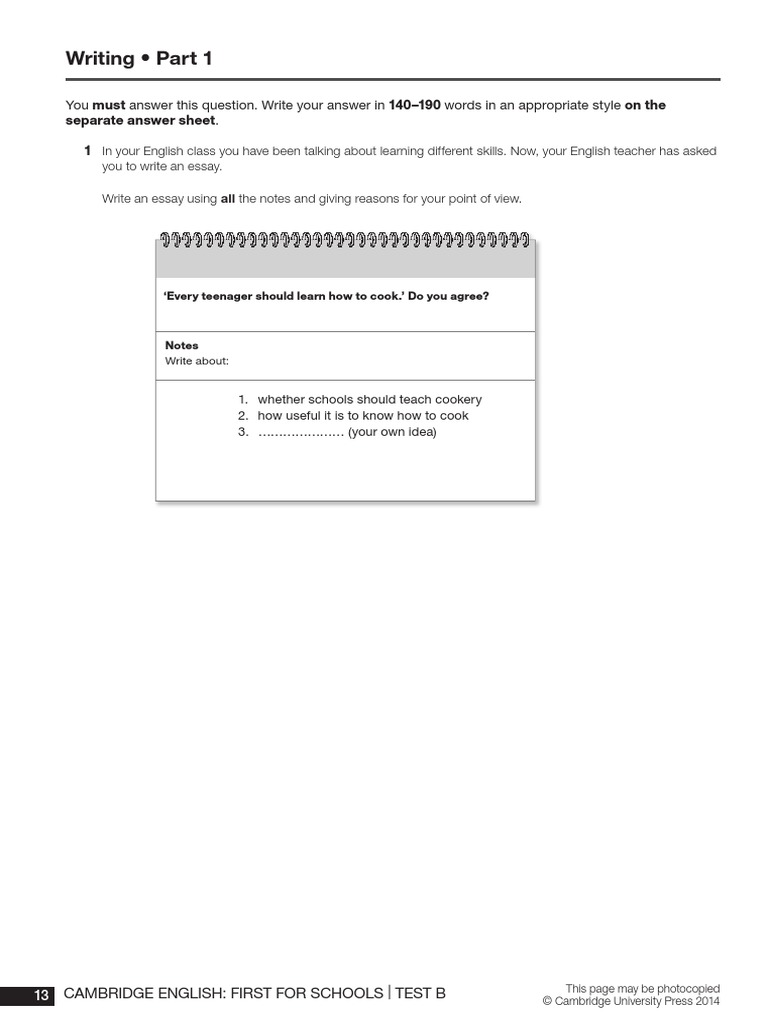 Online Practice Tests First for Schools Writing B (1) | PDF | English ...