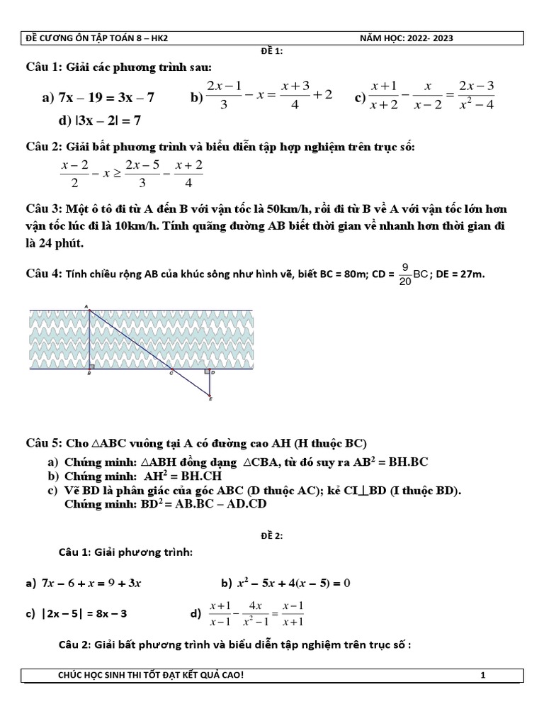 Toán 8 - de Cuong On Tap Toan 8 Hk2 2223 - 3 | PDF