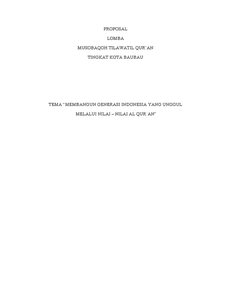 PROPOSAL LOMBA MTQ DAN DA'I | PDF