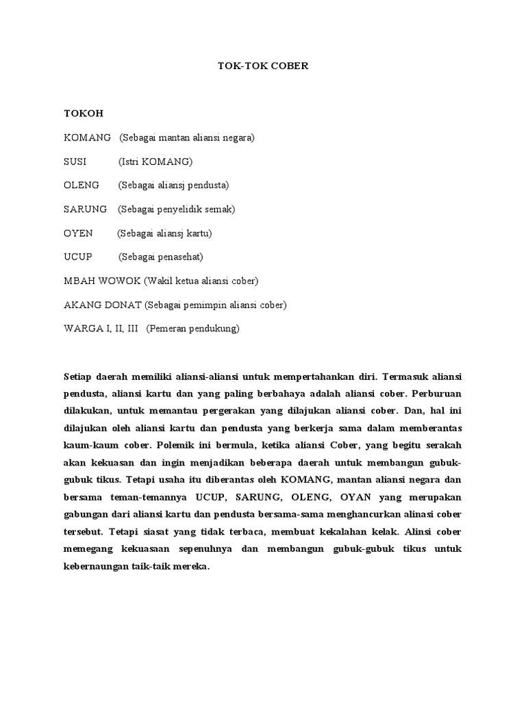 Tok Tok Cober | PDF