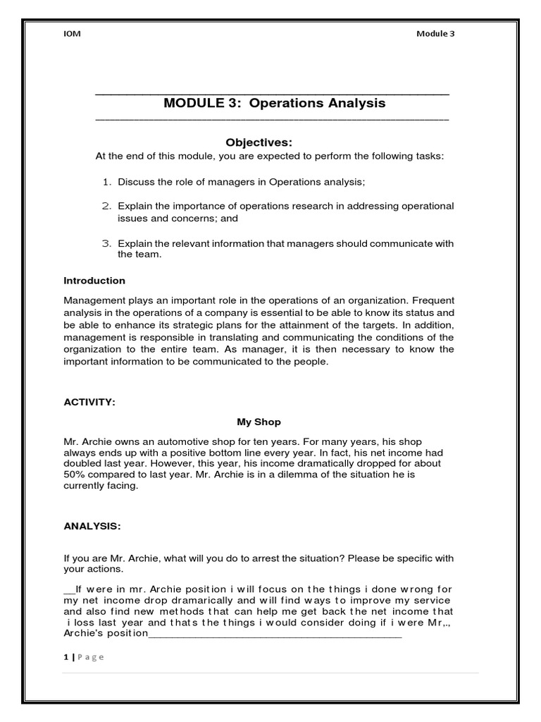 SAID. IOM MODULE 3 (Submit) | PDF | Communication | Operations Research