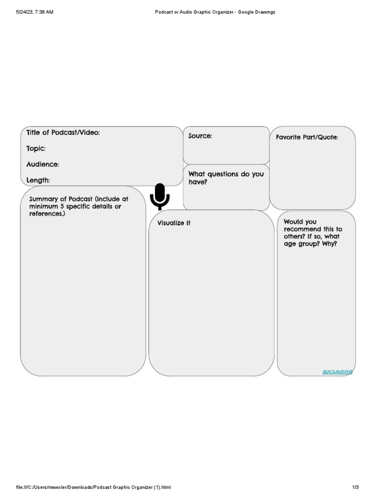 Podcast Audio Graphic Organizer Template | PDF
