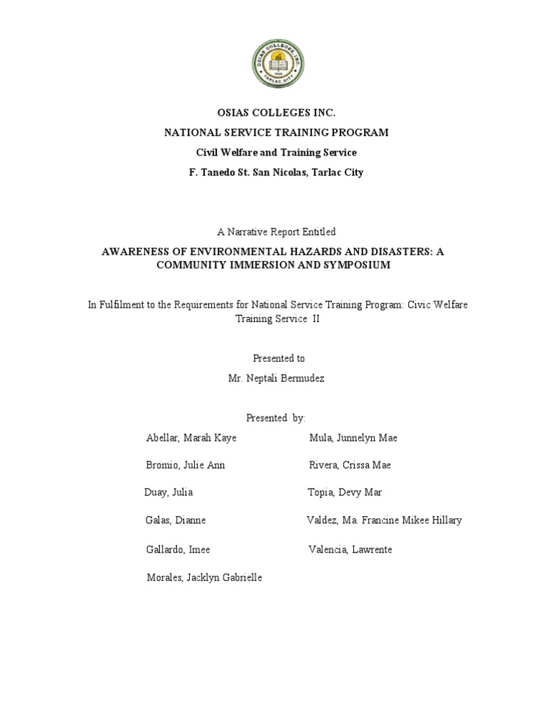 3NARRATIVE REPORT_NSTP | PDF