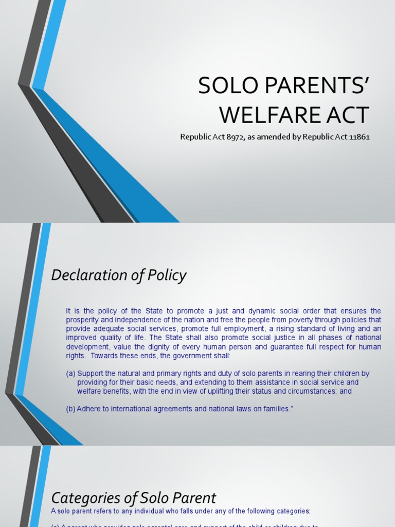 Solo Parents' Welfare Act Overview | PDF | Birth Certificate | Welfare