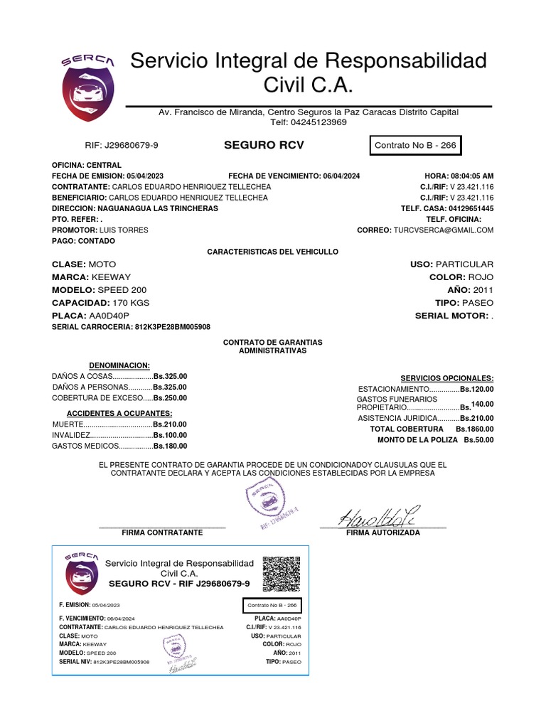 RCV 266 Carlos Eduardo Henriquez Tellechea | PDF