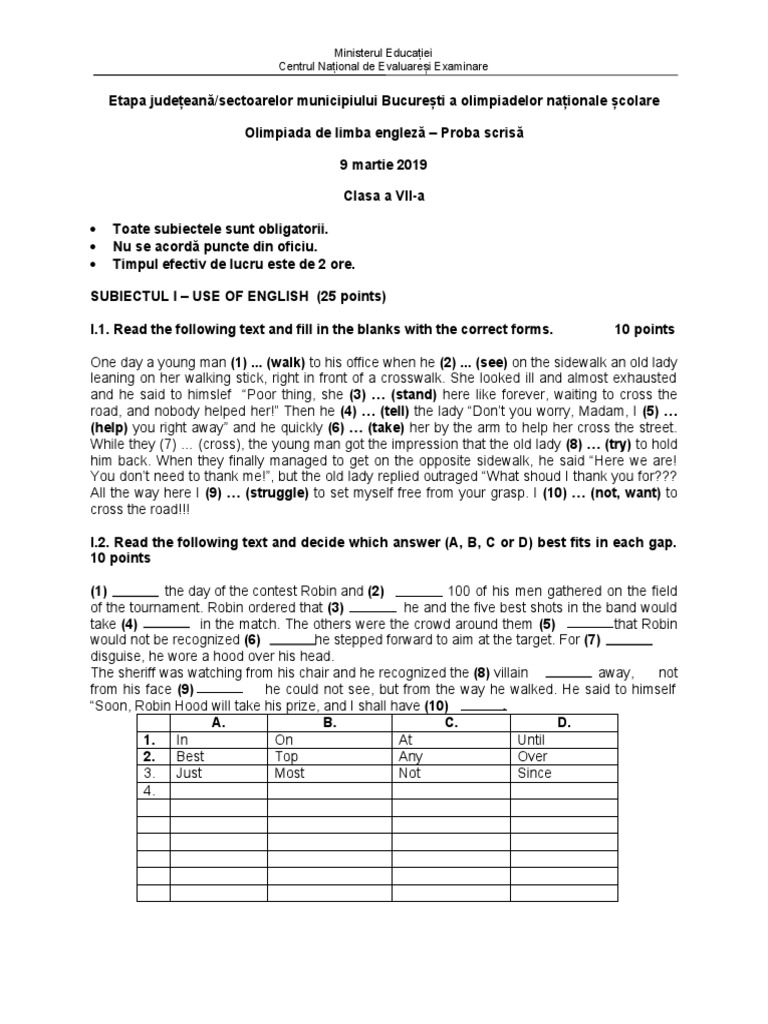 Subiect Engleza | PDF