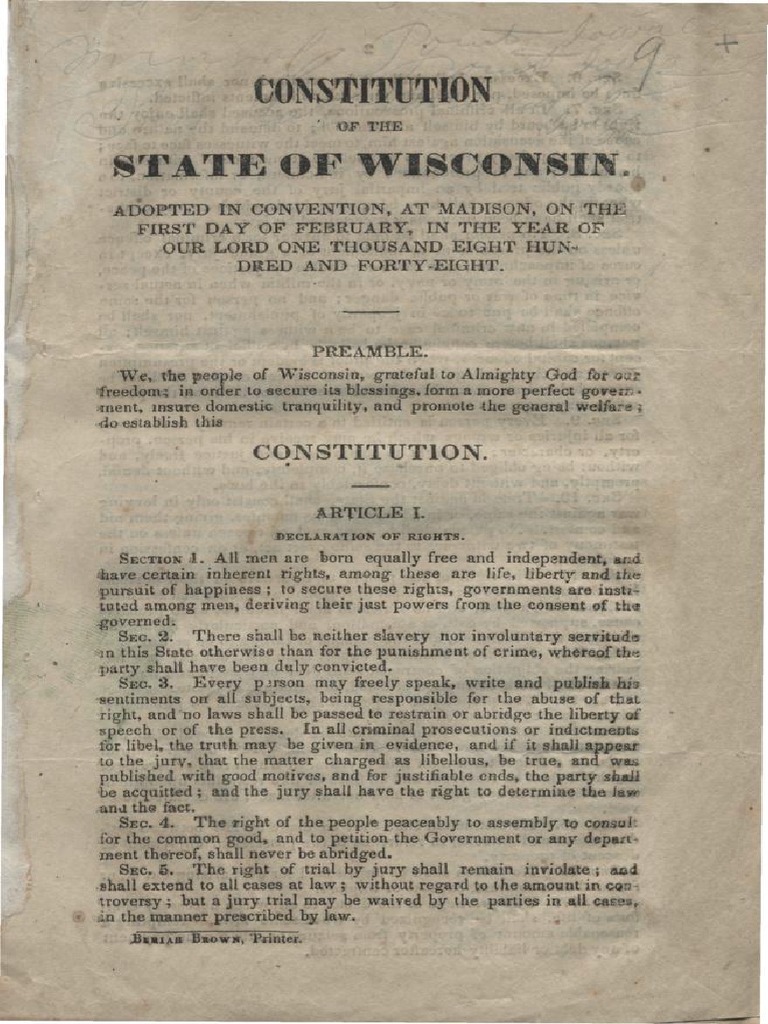 Wisconsin State Constitution | PDF | Pardon | Impeachment