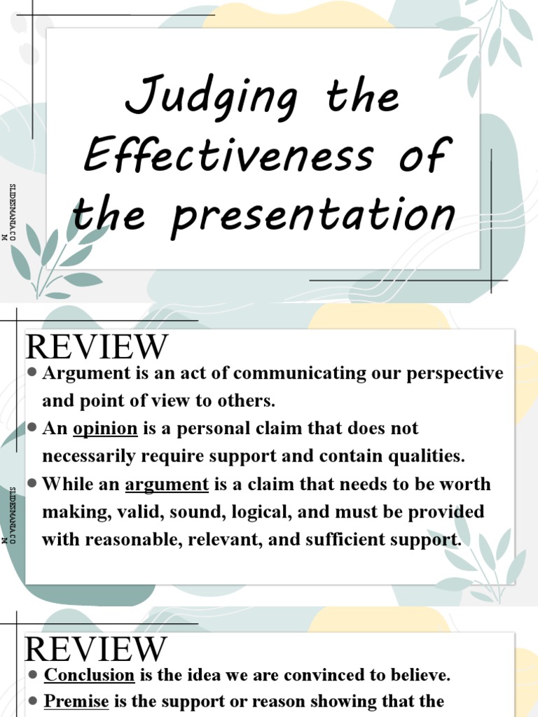 Judging The Effectiveness of The Presentation | PDF | Argument | Fallacy