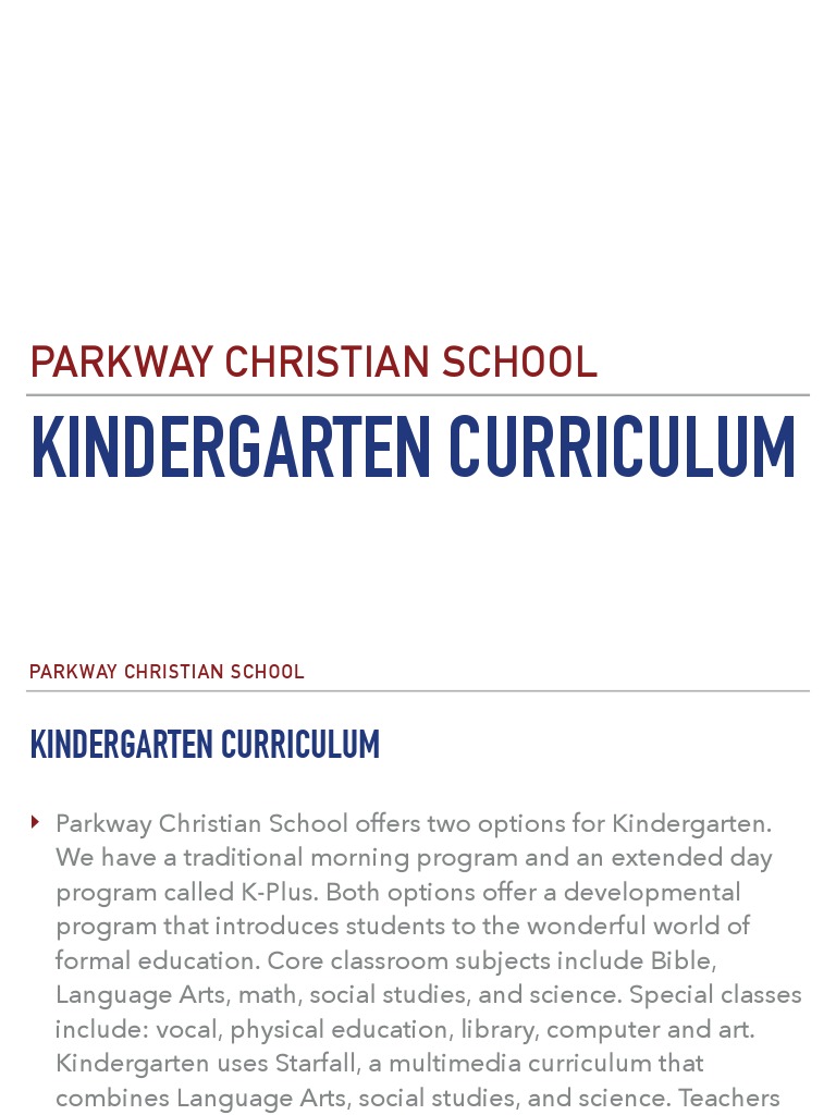Kindergarten Curriculum Pdf