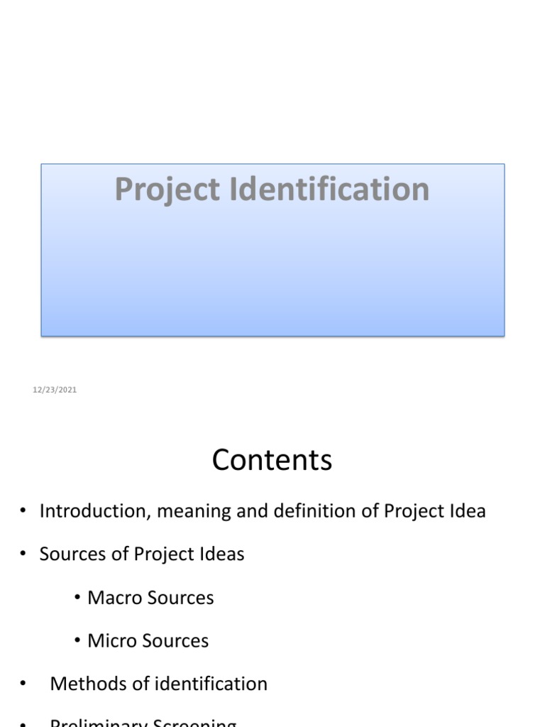 PM CH - Project Identification | PDF | Swot Analysis | Business