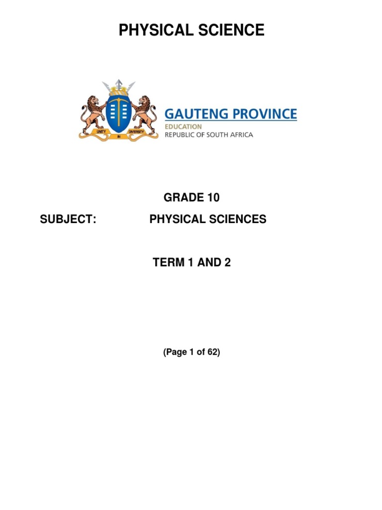 Physical Science Grade 10 Material | PDF | Chemical Bond | Ion