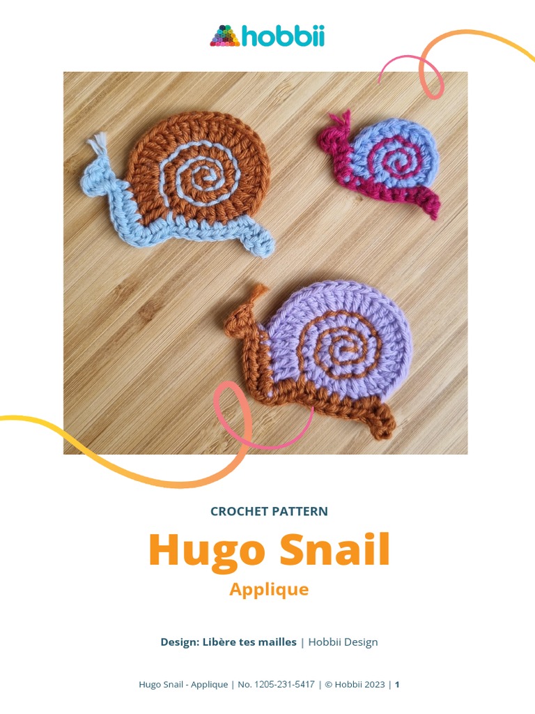 Hugo Snail Applique Us | PDF | Crochet | Yarn
