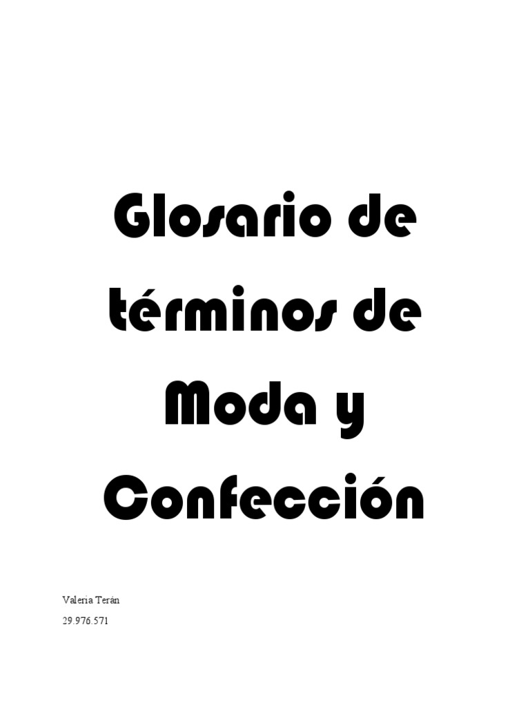 Glosario de Términos de Moda y Confección | PDF | Ropa | Softlines (venta minorista)