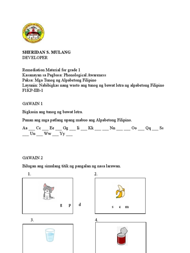 Mga Tunog NG Alpabetong Filipino | PDF