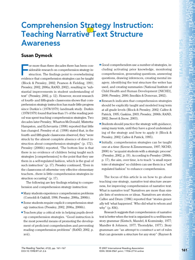 Teaching Narrative Structure Awareness - RT - Oct 2007 | PDF | Reading ...