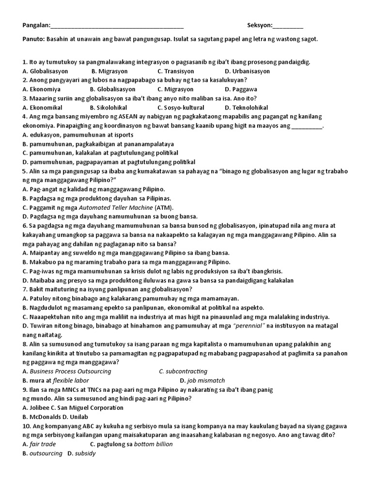 Ap10 q2 w1 Quiz | PDF