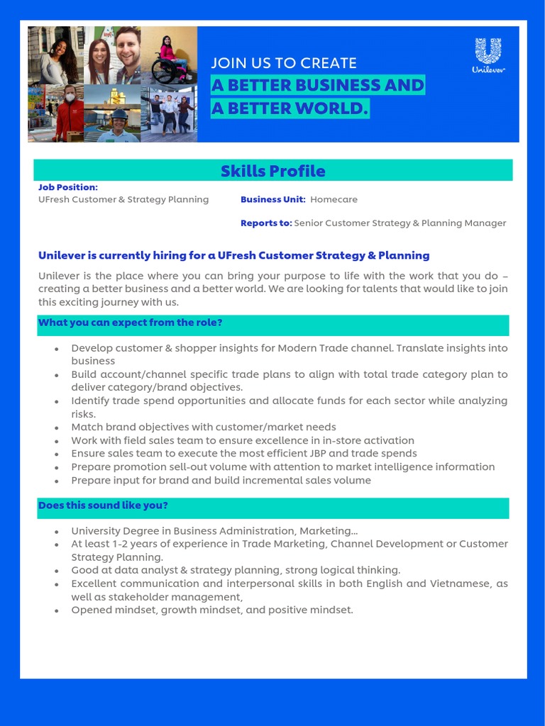Job Description_UFresh Customer Strategy & Planning - Uniliver | PDF ...