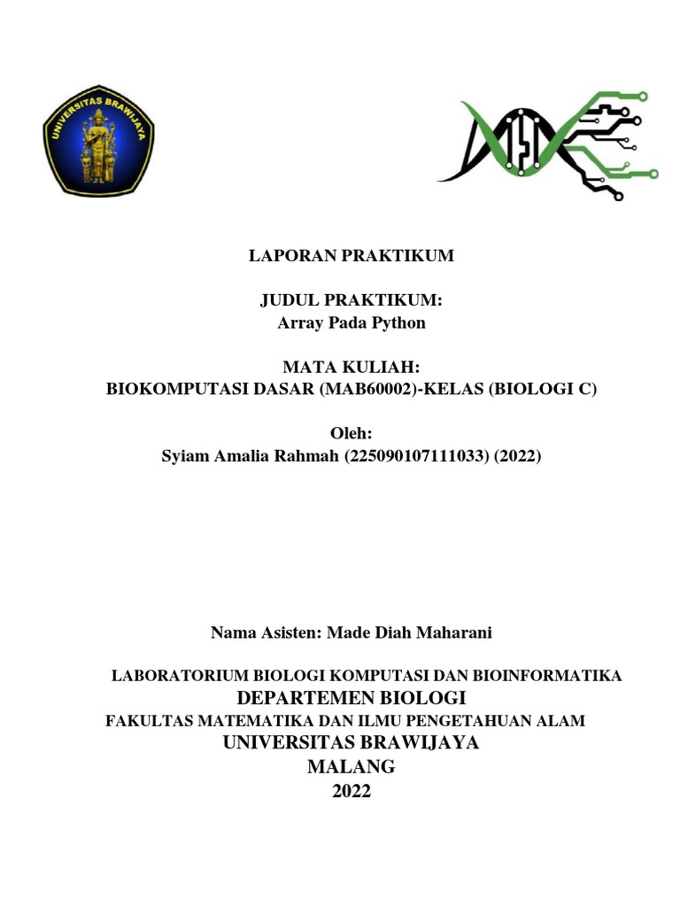 4 - Array Pada Python - Syiam Amalia Rahmah - 225090107111033 - C | PDF