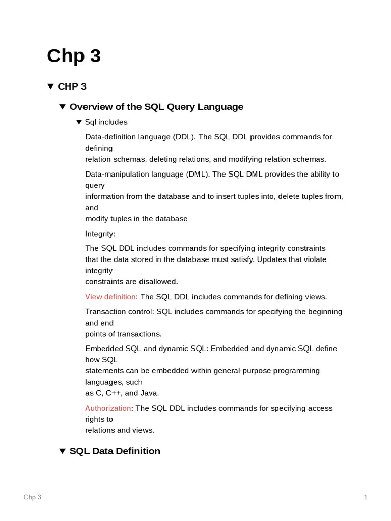 CHP - 3 Database | Download Free PDF | Sql | Relational Database