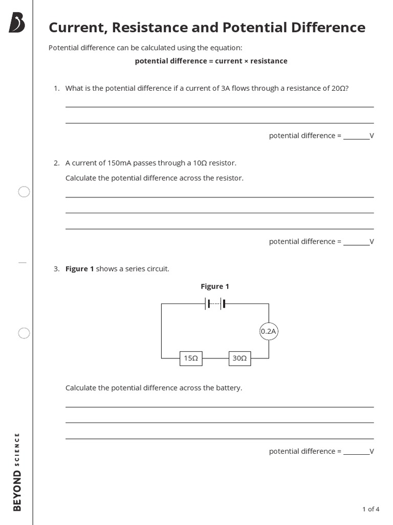 Current, Resistance and Potential Difference | PDF | Electrical ...