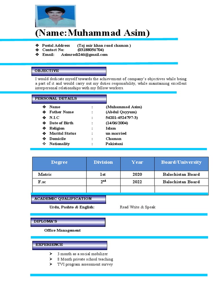 Asim CV | PDF