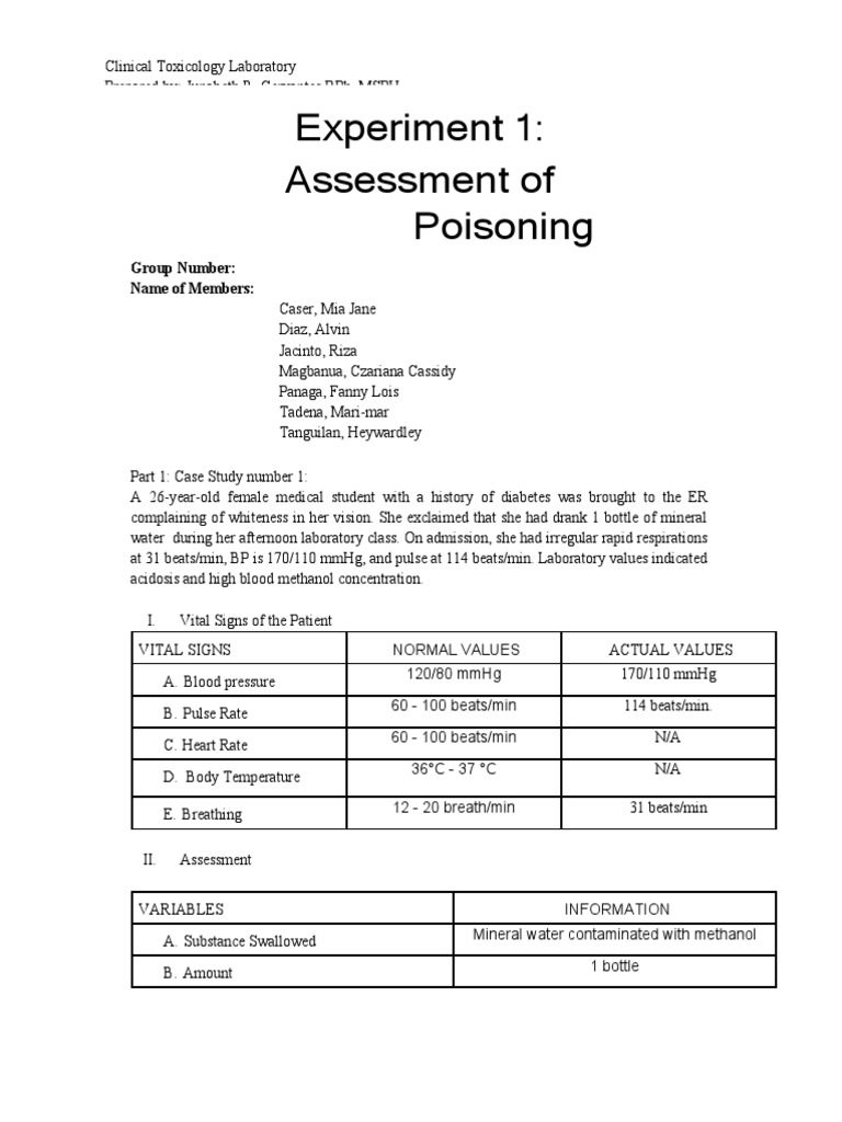 Experiment 1 - Assessment of Poisoning | PDF | Toxicity | Antipsychotic