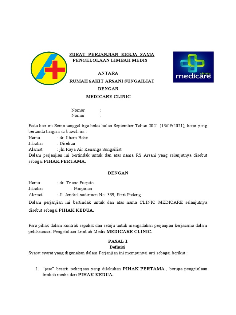 Perjanjian Kerjasama Insenerator Dengan RS Arsani | PDF | Ilmu Sosial