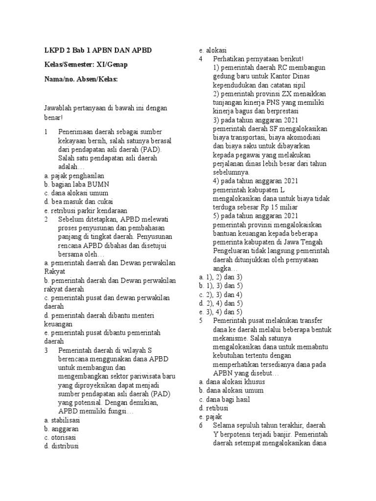 LKPD APBN dan APBD Kelas XI | PDF