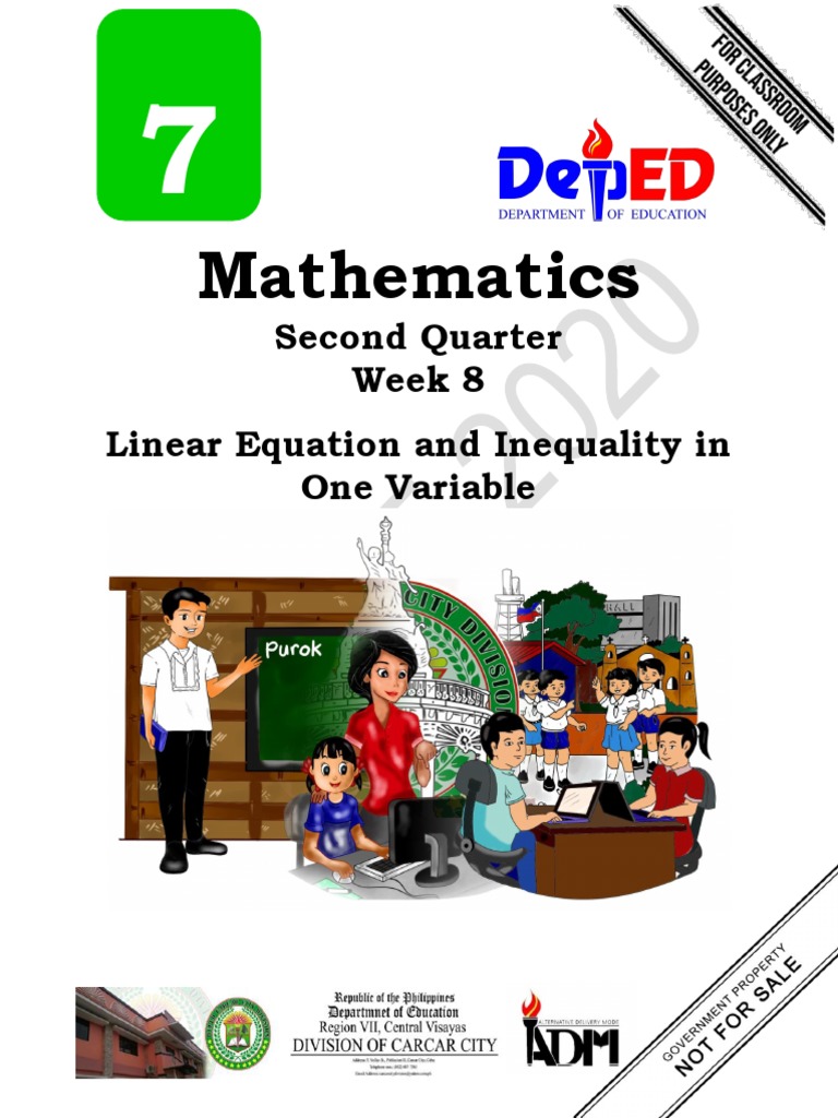 Mathematics: Second Quarter Week 8 Linear Equation and Inequality in ...