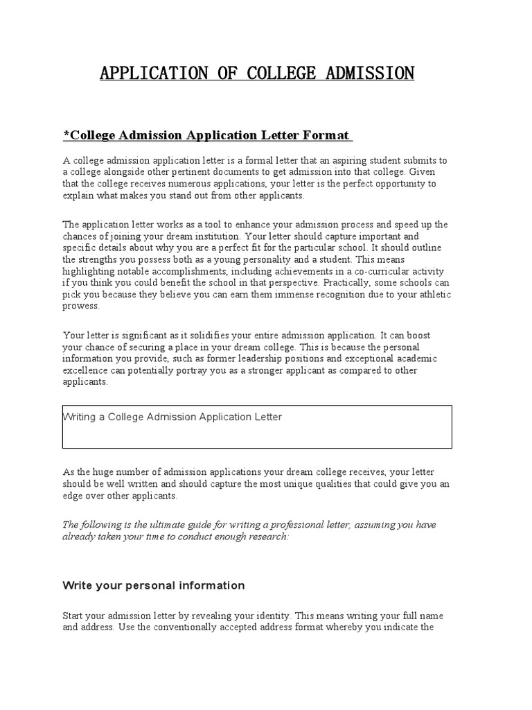 Application of College Adsmission | PDF | University And College ...