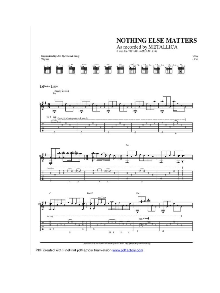 Nothing Else Matters Partitura | PDF