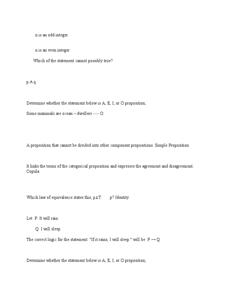 LOGIC | PDF | Logic | Proposition