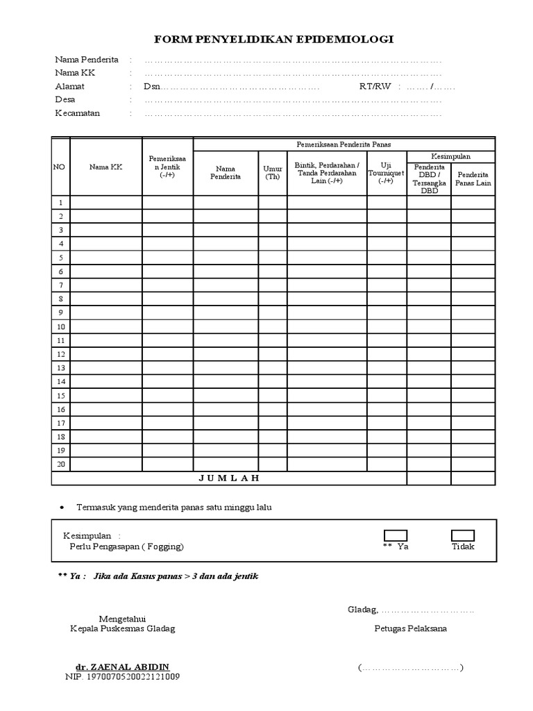 Formulir Penyelidikan DBD | PDF