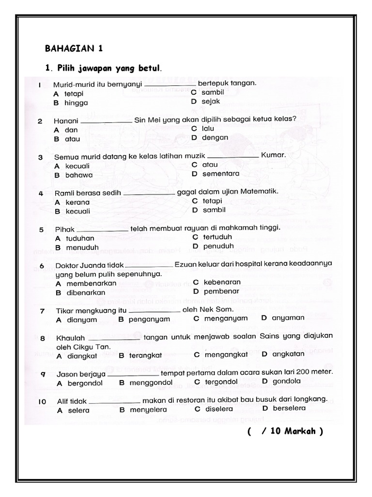 Ujian Sumatif Bm Tahun 4 | PDF