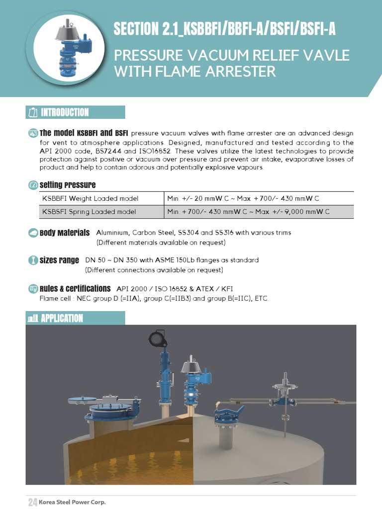 Ksbbfi Type Breather Valve With Flame Arrester. | PDF | Stainless Steel | Materials